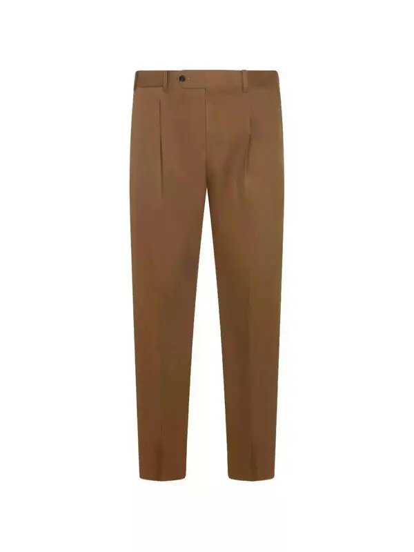 PT TORINO Button-fastening Pleated Cotton Trousers - Brown