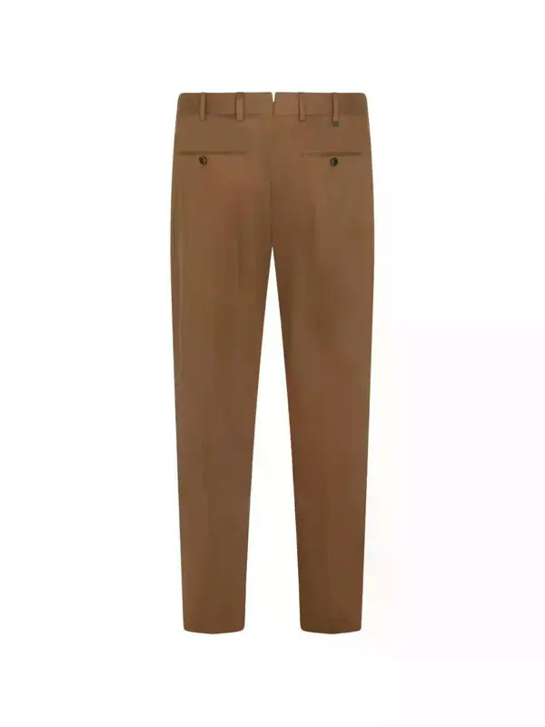 PT TORINO Button-fastening Pleated Cotton Trousers - Brown