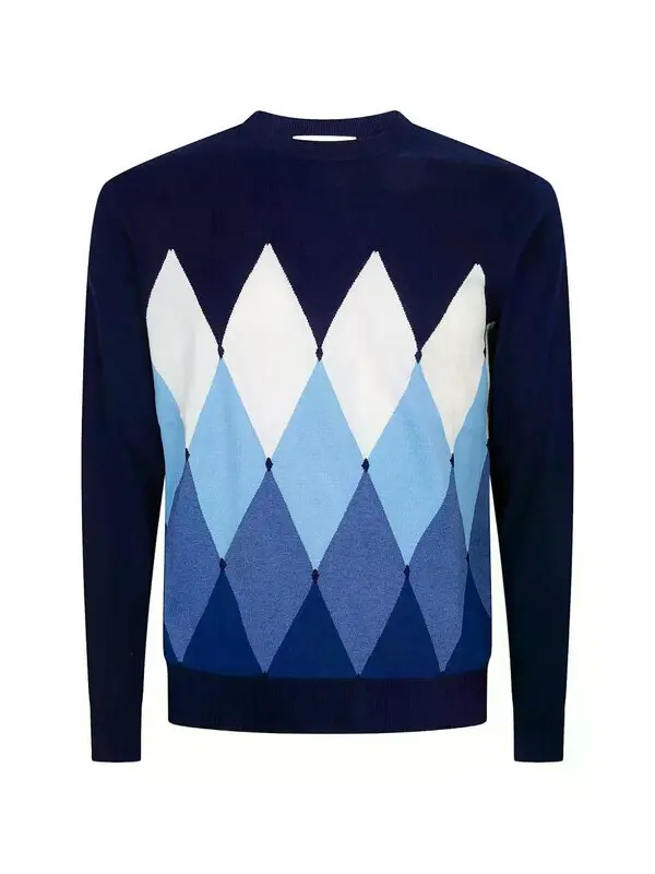 BALLANTYNE Argyle Crew-neck Sweater - Blue
