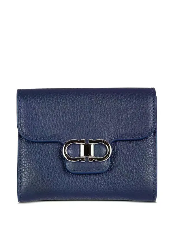 FERRAGAMO Gancini Grained-leather Wallet - Blue