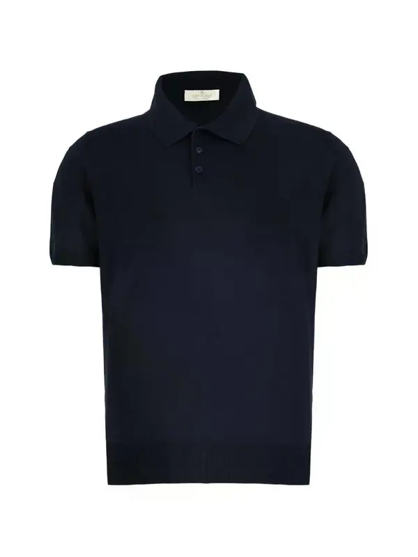 PANICALE Short-sleeve Silk Polo Shirt - Blue