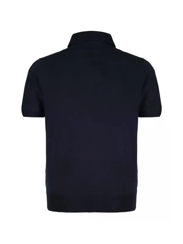 PANICALE Short-sleeve Silk Polo Shirt - Blue