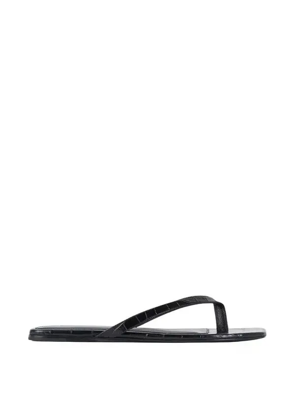 TOTEME Croc-embossed Leather Flip Flops - Black