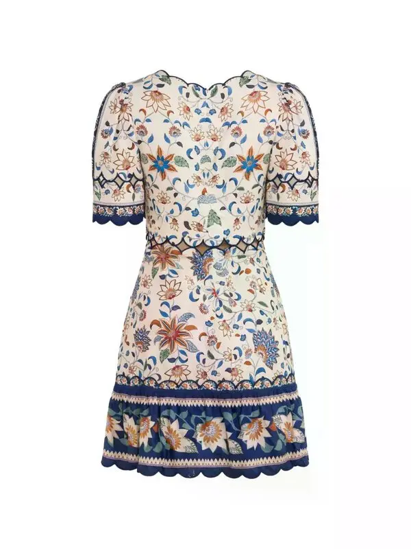 Farm Rio Floral-print Mini Dress - Neutrals