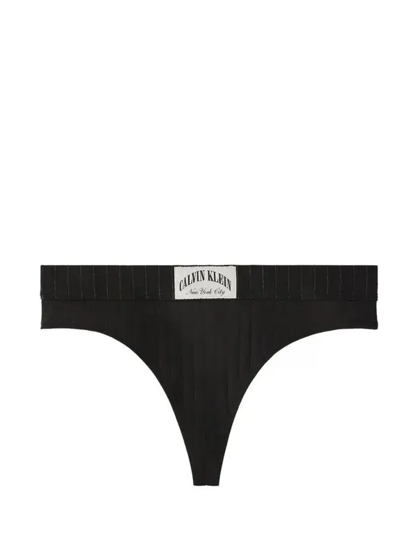 Calvin Klein Heritage Classic Ribbed Thong - Black