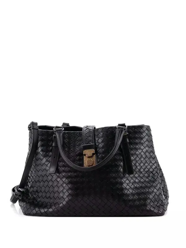 Bottega Veneta Roma Bag Intrecciato Nappa Medium Tote Bag - Black