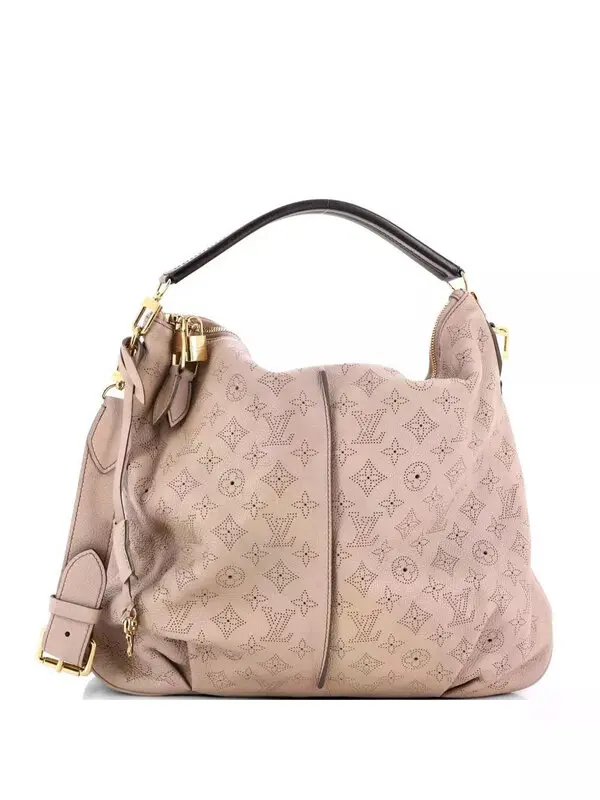 LOUIS VUITTON Selene Handbag Mahina Leather Mm Hobo Bag - Neutrals