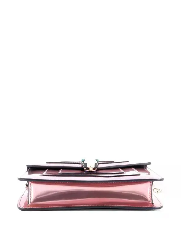 BVLGARI Serpenti Forever Square Metallic Leather Small Shoulder Bag - Pink