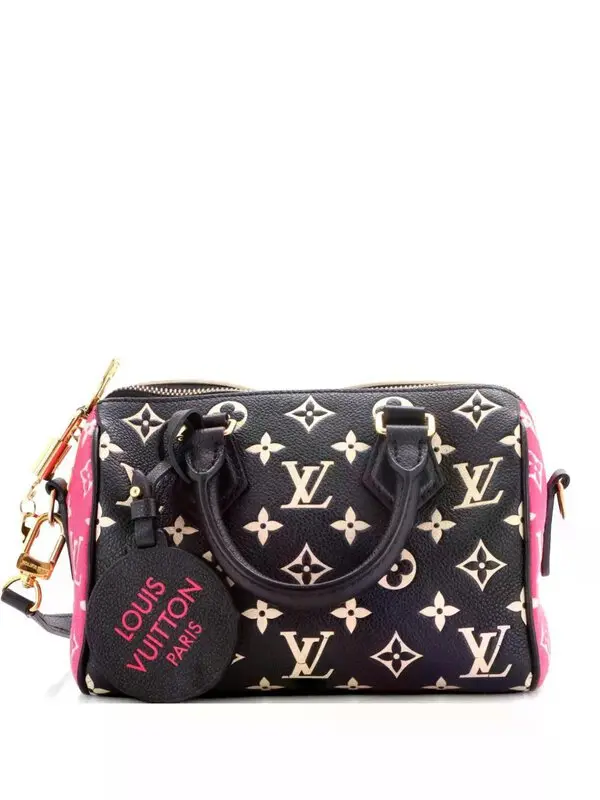 LOUIS VUITTON Speedy Bandouliere Crossbody Bag Monogram Empreinte Leather - Black