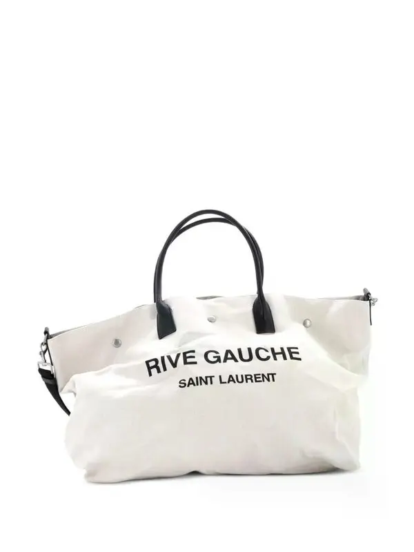 Saint Laurent Rive Gauche Canvas Maxi Tote Bag - Black