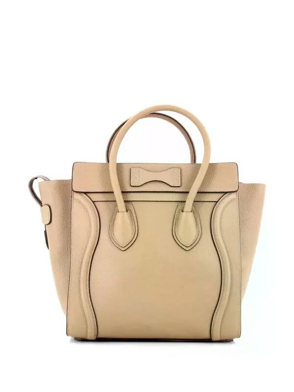 Celine Luggage Bag Grainy Leather Micro Tote - Neutrals