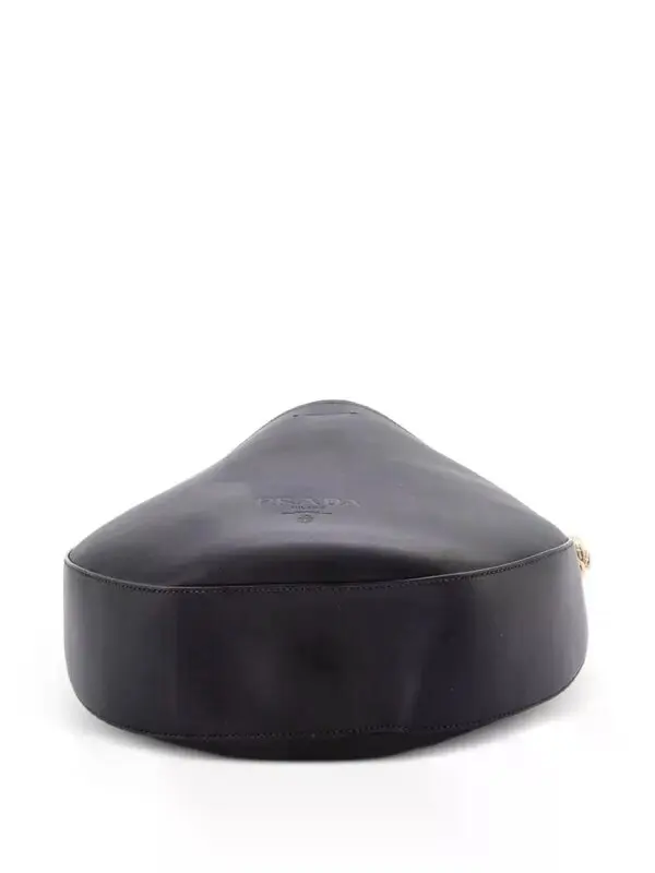 Prada Tambour Leather Shoulder Bag - Black