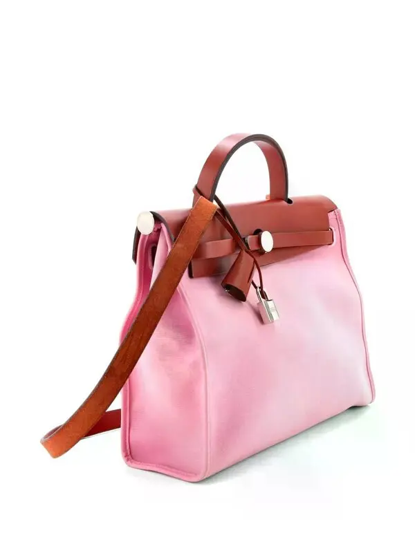 Hermès Herbag Zip 31 Shoulder Bag Leather And Toile - Pink