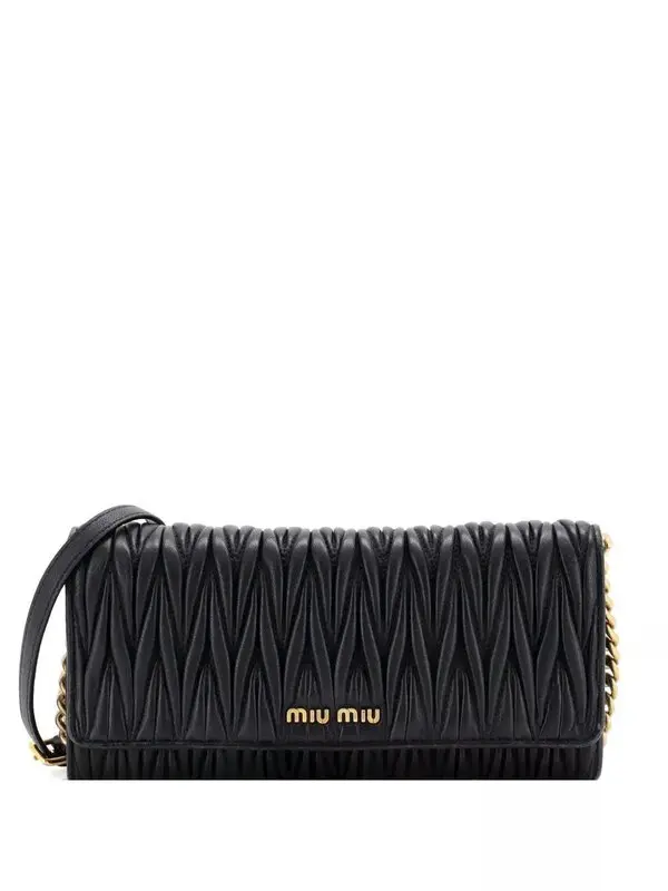 Miu Miu Flap Matelasse Leather Small Crossbody Bag - Black