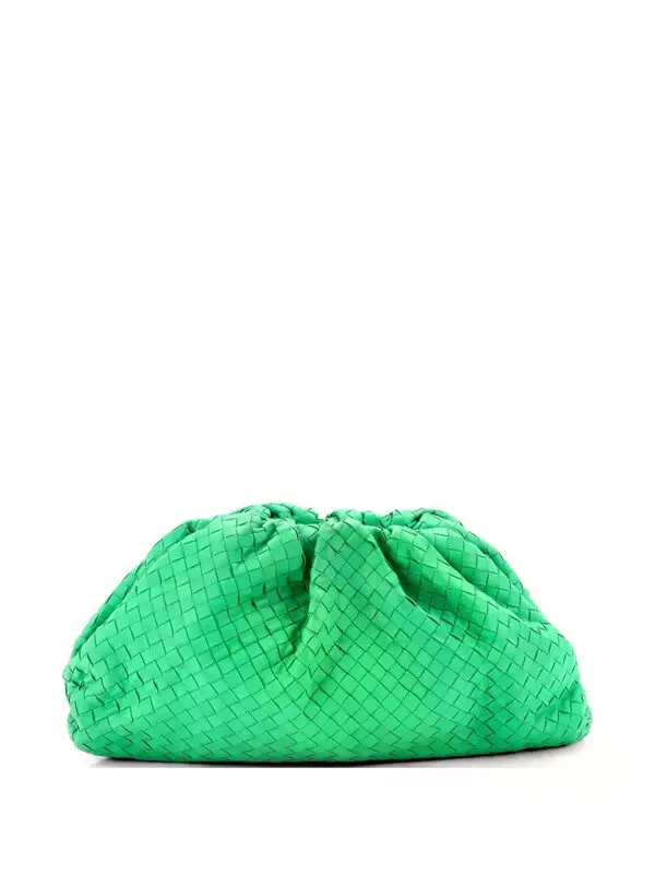 Bottega Veneta The Pouch Intrecciato Nappa Clutch Bag - Green