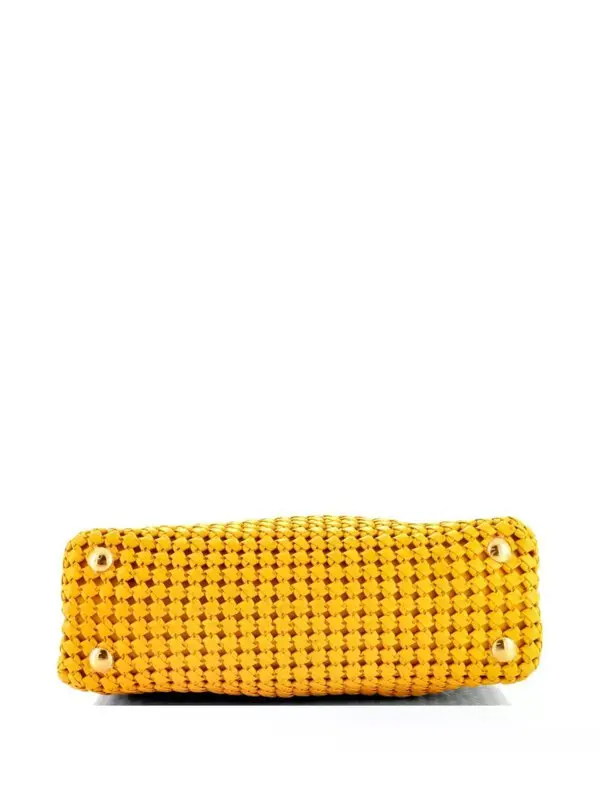 Fendi Peekaboo Regular Braided Leather Satchel - Orange