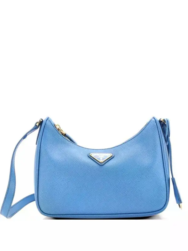 Prada Re-edition Hobo Saffiano Leather Mini Shoulder Bag - Blue