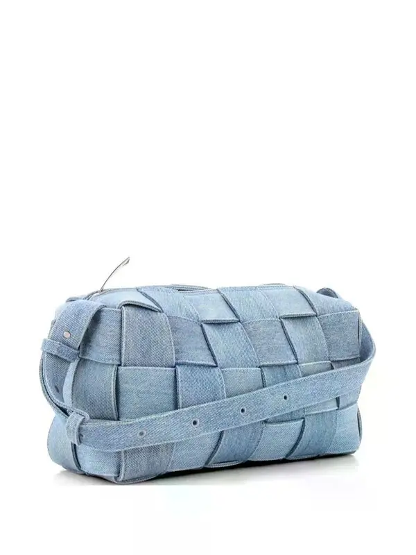 Bottega Veneta Cassette Maxi Intrecciato Denim Shoulder Bag - Blue