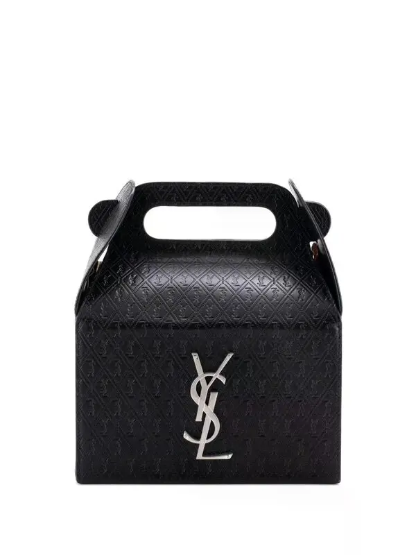 Saint Laurent Take-away Box Bag Monogram Leather Satchel - Black