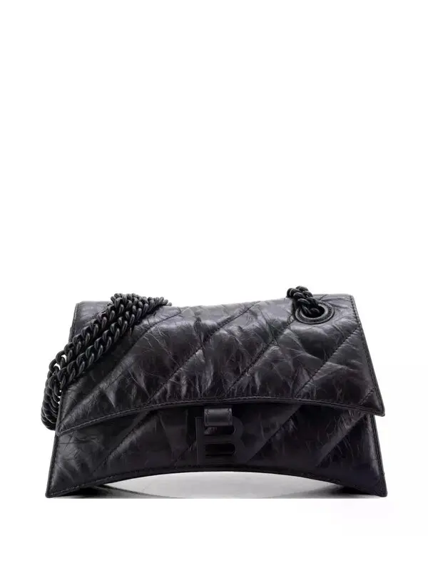 Balenciaga Crush Chain Flap Bag Quilted Crushed Calfskin Small - Black