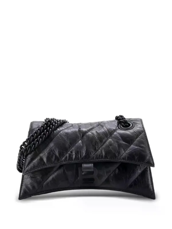 Balenciaga Crush Chain Flap Bag Quilted Crushed Calfskin Small - Black
