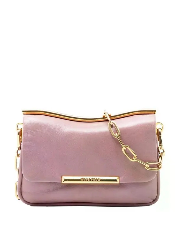 Miu Miu 2010-2025 Leather Frame Chain Crossbody Bag - Pink