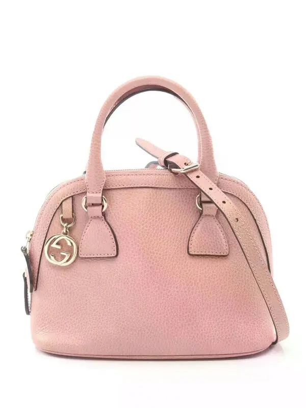 Gucci Leather Gg Charm Dome Satchel - Pink
