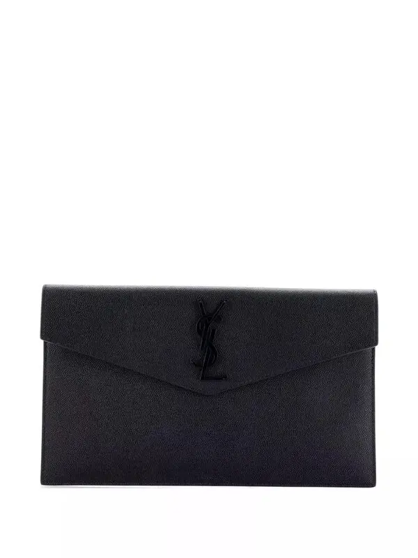 Saint Laurent Uptown Pouch Leather Clutch Bag - Black