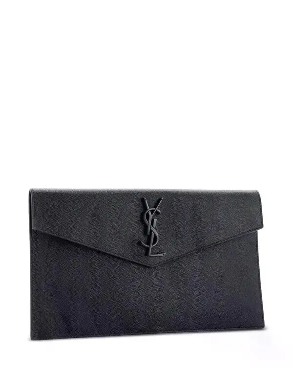 Saint Laurent Uptown Pouch Leather Clutch Bag - Black