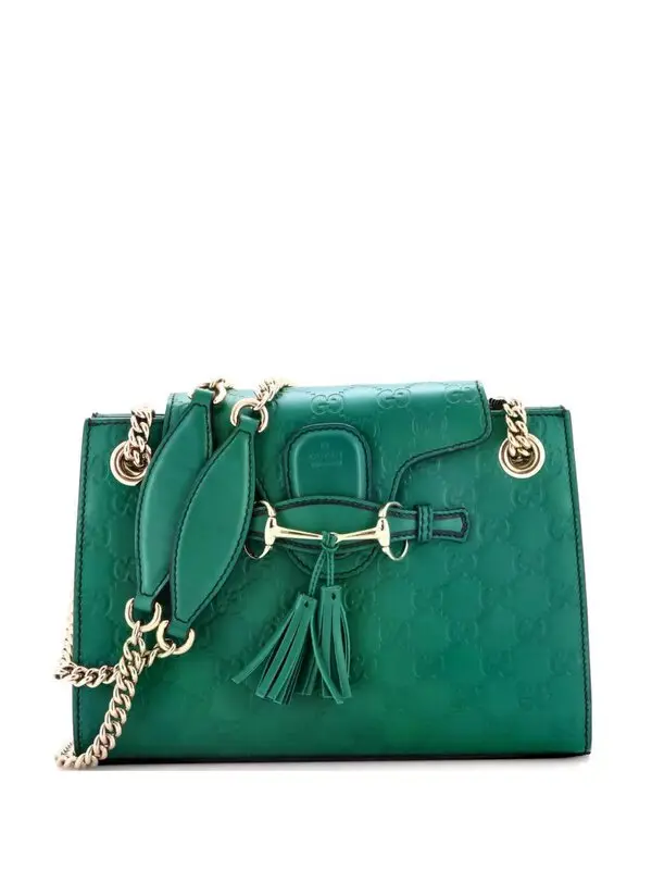 Gucci Emily Chain Flap Ssima Leather Small Shoulder Bag - Green
