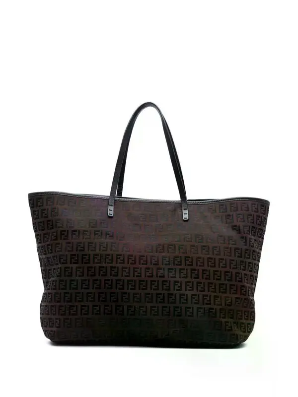 Fendi 2010-2025 Medium Zucchino Canvas Roll Tote Bag - Brown