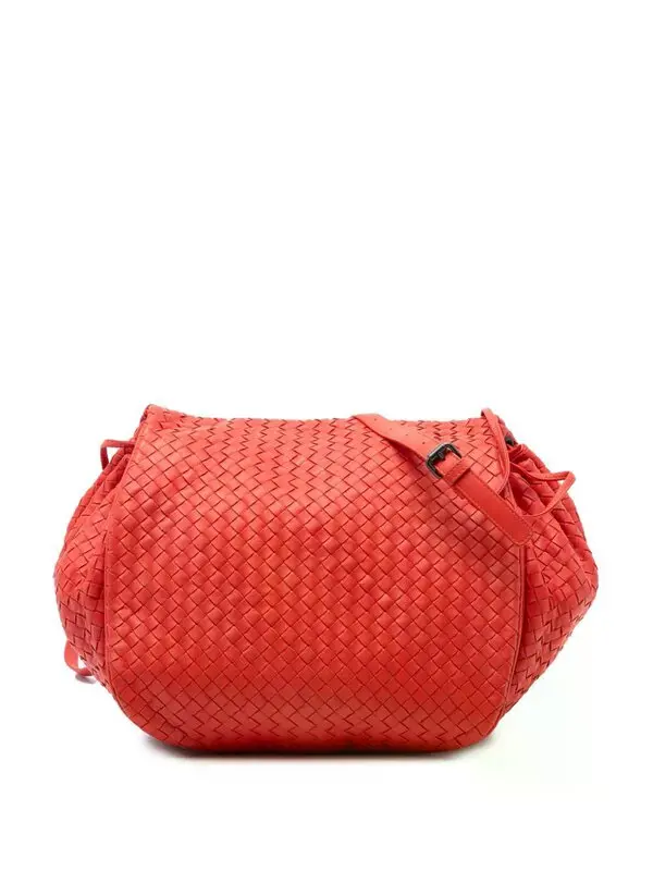 Bottega Veneta 2011 Nappa Intrecciato Flap Crossbody Bag - Red