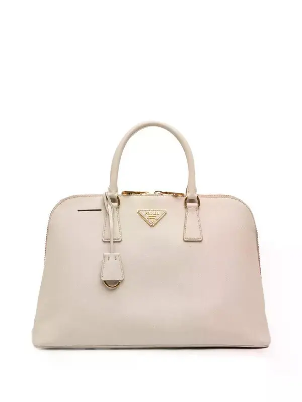Prada Large Saffiano Lux Promenade Satchel - White
