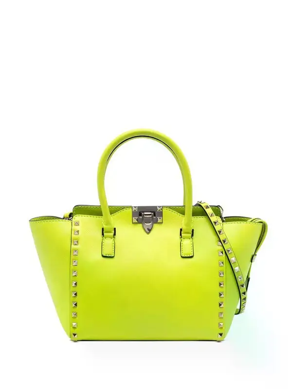 Valentino Garavani Rockstud Double Handle Tote Satchel - Yellow