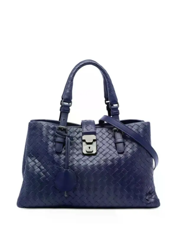 Bottega Veneta 2012-2026 Small Nappa Intrecciato Roma Satchel - Blue