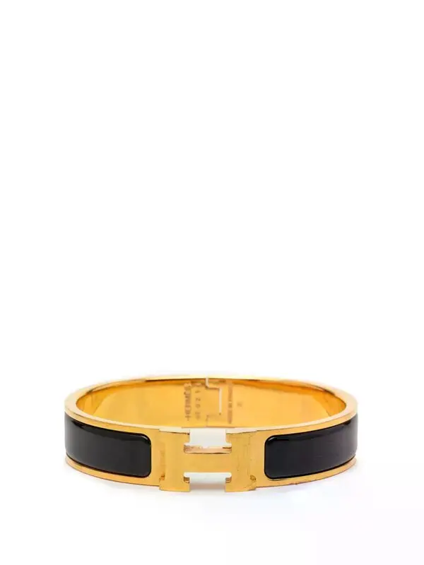 Hermès 2000-2010 Narrow Enamel Clic H Bracelet Pm Costume Bracelet - Black