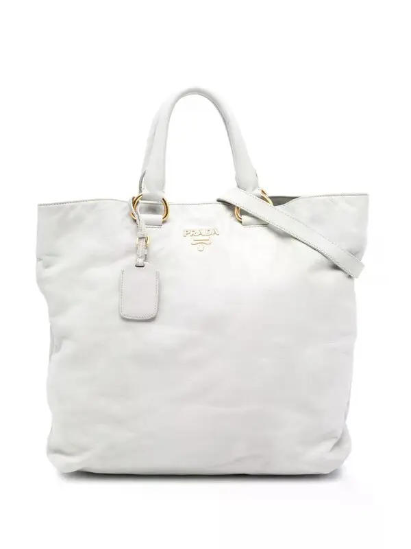 Prada 2000-2025 Soft Calf Convertible Tote Satchel - White