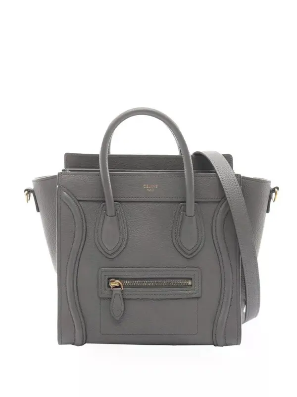Celine 2010-2026 Nano Leather Luggage Tote Satchel - Grey