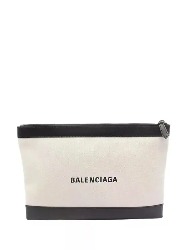 Balenciaga 2010-2026 M Canvas Clip Clutch - White