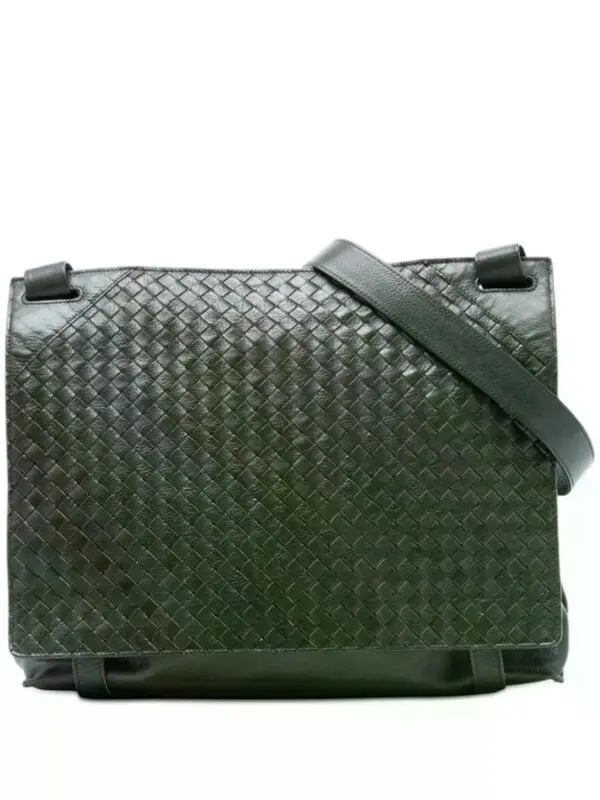 Bottega Veneta 2012-2026 Nappa Intrecciato Flap Crossbody Bag - Green