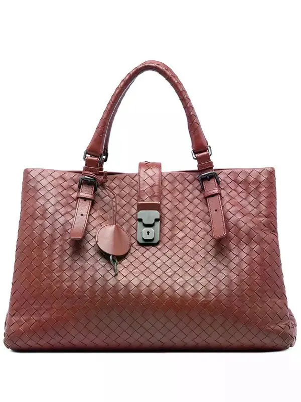 Bottega Veneta 2012-2026 Medium Nappa Intrecciato Roma Tote Bag - Red
