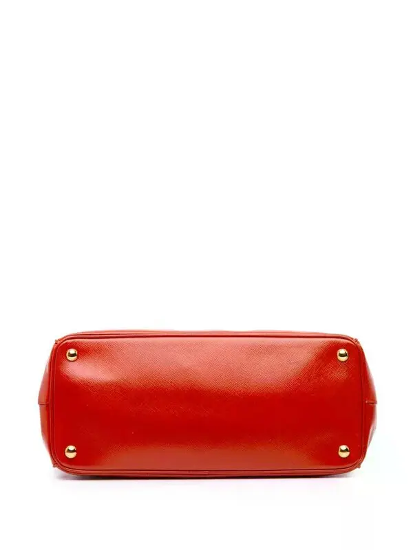 Prada Saffiano Vernice Galleria Double Zip Satchel - Red