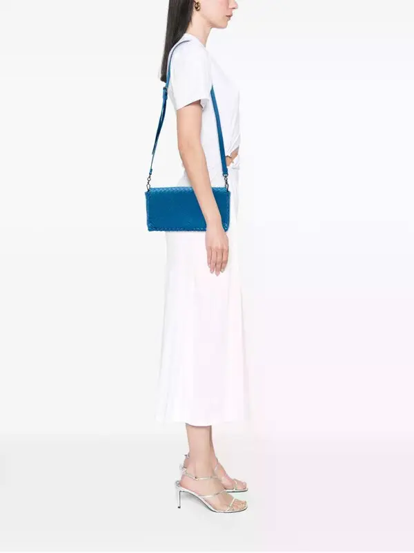 Bottega Veneta Nappa Intrecciato Flap Crossbody Bag - Blue