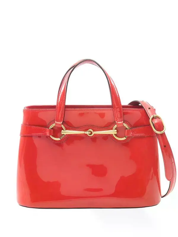 Gucci 2000-2015 Patent Horsebit Satchel - Red