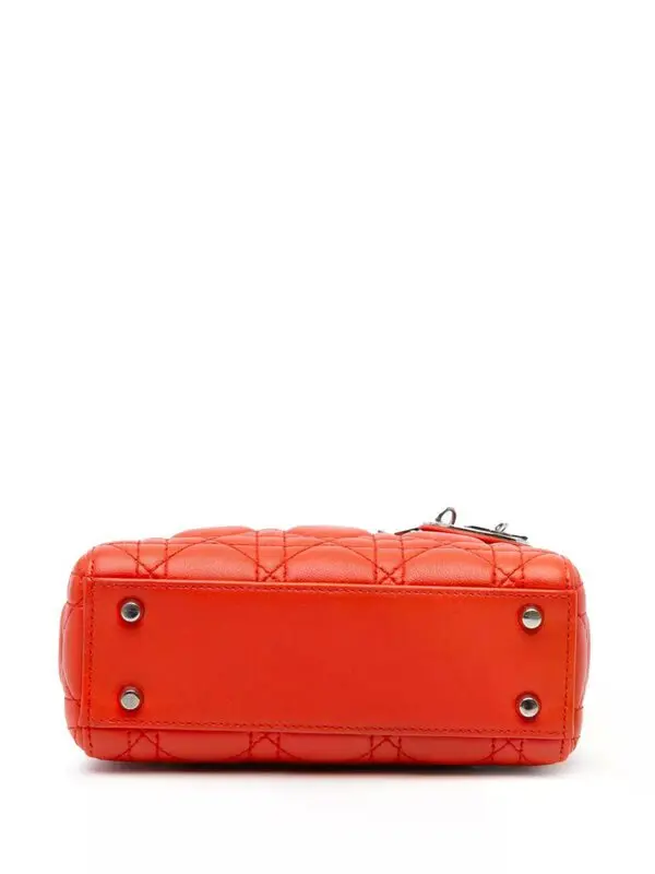Dior 2013 Mini Lambskin Cannage Lady Satchel - Red