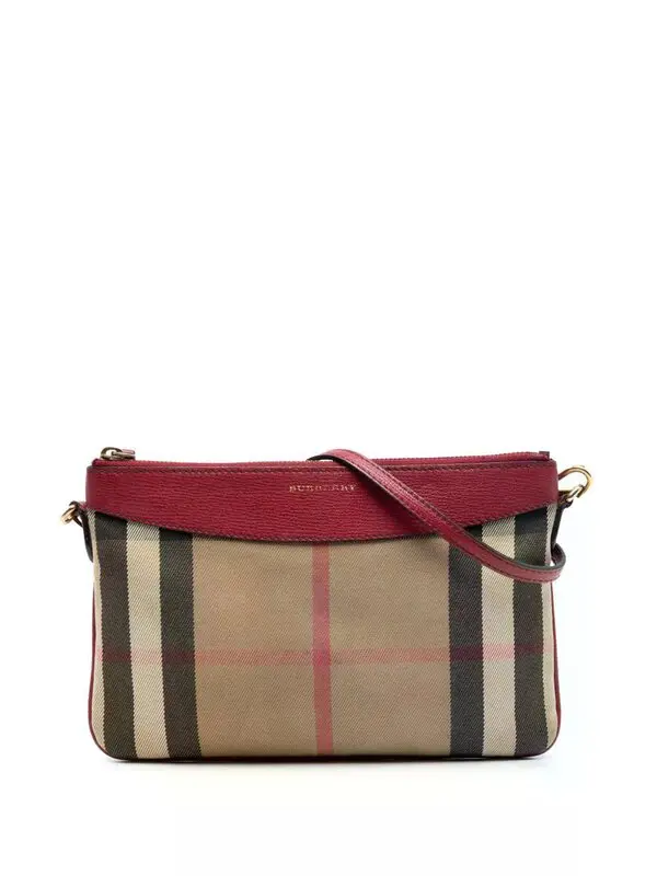 Burberry House Check Canvas Derby Peyton Crossbody Bag - Brown