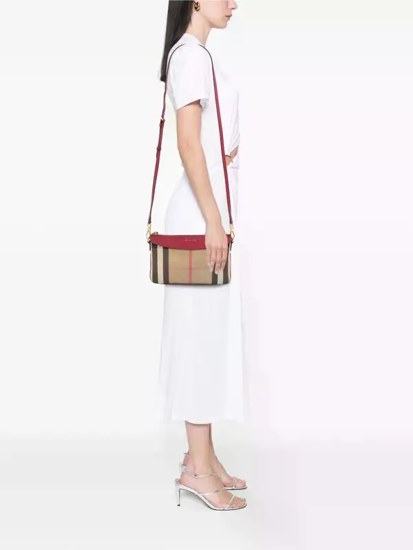 Burberry House Check Canvas Derby Peyton Crossbody Bag - Brown