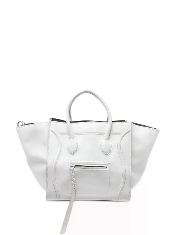 Celine 2011 Medium Leather Phantom Luggage Tote Bag - White