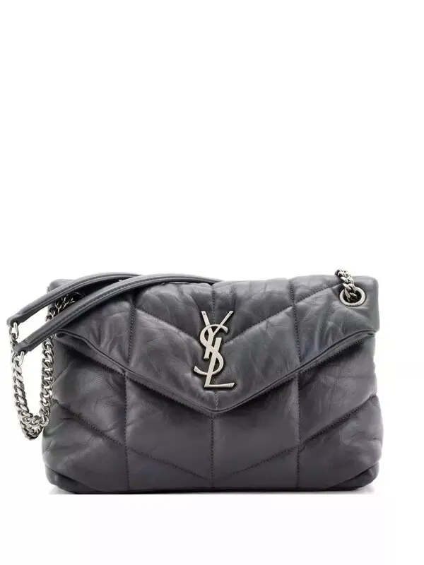 Saint Laurent Loulou Puffer Small Shoulder Bag - Grey