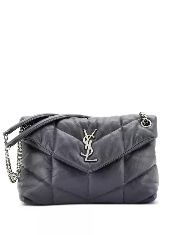 Saint Laurent Loulou Puffer Small Shoulder Bag - Grey